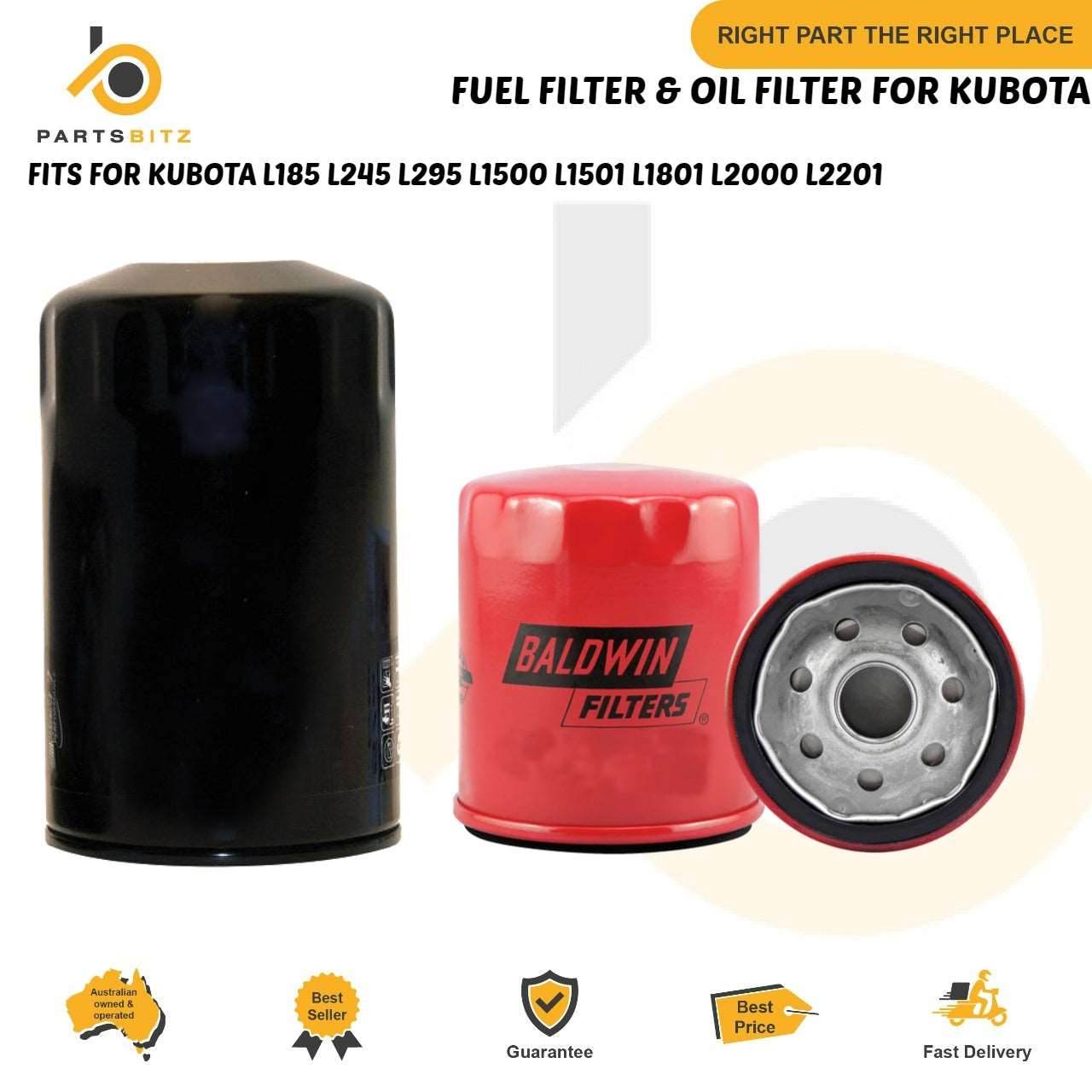 Fuel Filter & Oil Filter for Kubota L185 L245 L295 L1500 L1501 L1801 ...