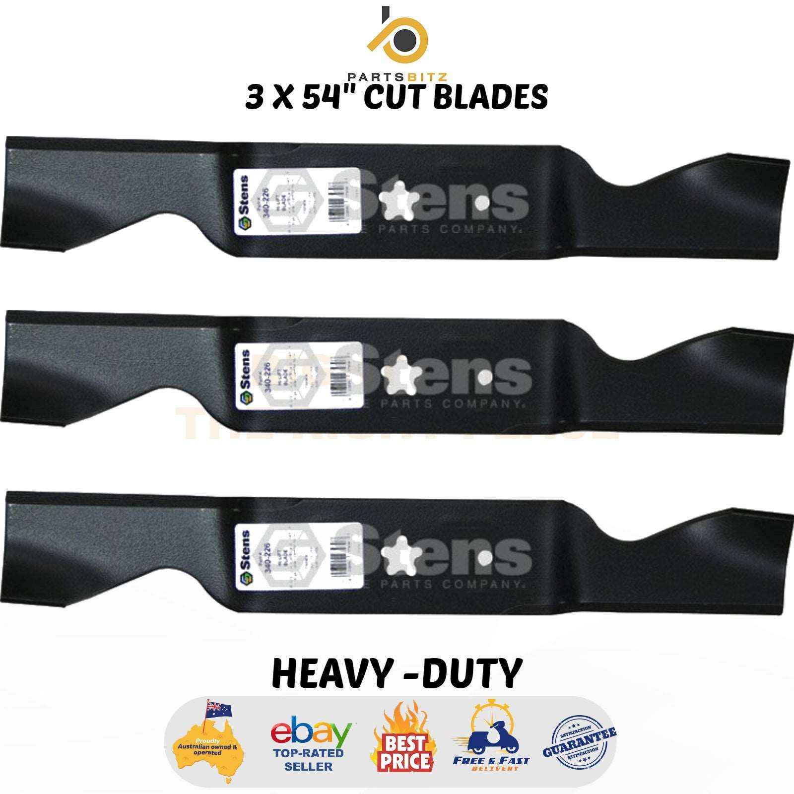 3 X 54" Cut Blades for Husqvarna Craftsman & Poulan Ride on Mowers 532 ...
