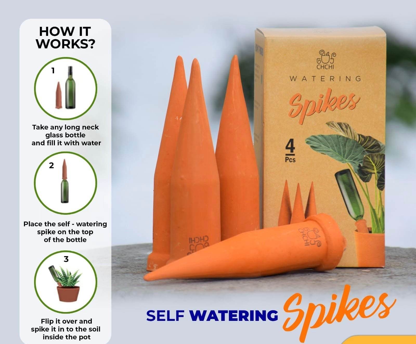 4 X Clay Terracotta Plant Self Watering Spikes ECO Friendly – parts bitz